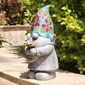 Yiosax Easter Outdoor Garden Decor-Larger Luminous Gnomes Satues with Solar Powered Lights Christmas Funny Knomes for Patio Yard Lawn Porch Ornament Decorations Gift(11.97" Tall)