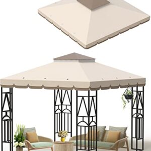 DesiDear 10x10 Canopy Replacement Top Canopy Cover Replacement 10x10 FT Double Tiered Gazebo Covers for Yard Patio Garden Canopy Sunshade (Double Lace)