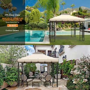 DesiDear 10x10 Canopy Replacement Top Canopy Cover Replacement 10x10 FT Double Tiered Gazebo Covers for Yard Patio Garden Canopy Sunshade (Double Lace)