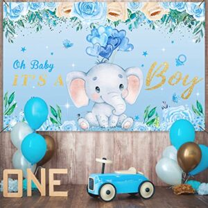 Boy Baby Shower Backdrop Decorations Elephant Baby Shower Party Banner It's a Boy Baby Shower Banner Blue Baby Elephant Baby Shower Background Decorations for Boy Baby Shower Birthday