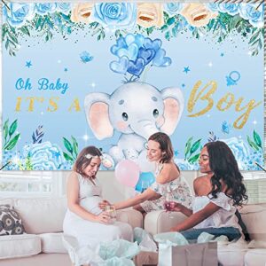 Boy Baby Shower Backdrop Decorations Elephant Baby Shower Party Banner It's a Boy Baby Shower Banner Blue Baby Elephant Baby Shower Background Decorations for Boy Baby Shower Birthday