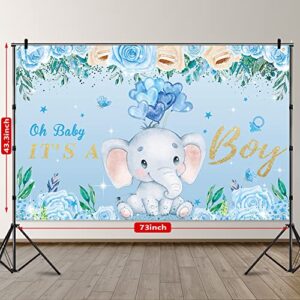 Boy Baby Shower Backdrop Decorations Elephant Baby Shower Party Banner It's a Boy Baby Shower Banner Blue Baby Elephant Baby Shower Background Decorations for Boy Baby Shower Birthday