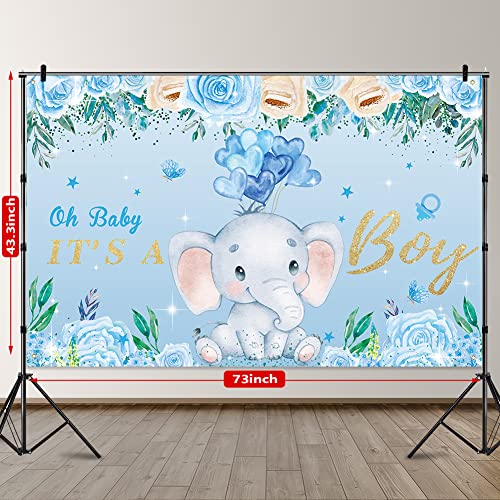 Boy Baby Shower Backdrop Decorations Elephant Baby Shower Party Banner It's a Boy Baby Shower Banner Blue Baby Elephant Baby Shower Background Decorations for Boy Baby Shower Birthday