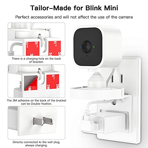 VOMENC 2 Pack Blink Mini Outlet Wall Mount, 360 Degree Swivel AC Outlet Wall Plug Mount Stand Holder Bracket - No Messy Wires or Wall Damage