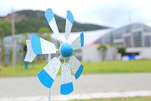 YYWMWM Wind Spinner 31" Large Vertical Windmill Metal Sculpture Garden Decoration Lawn Ornaments Yard Art Decor Outdoor Pinwheel for Patio (Blue)