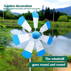 YYWMWM Wind Spinner 31" Large Vertical Windmill Metal Sculpture Garden Decoration Lawn Ornaments Yard Art Decor Outdoor Pinwheel for Patio (Blue)