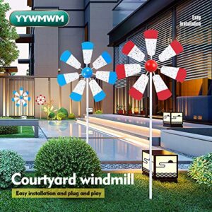 YYWMWM Wind Spinner 31" Large Vertical Windmill Metal Sculpture Garden Decoration Lawn Ornaments Yard Art Decor Outdoor Pinwheel for Patio (Blue)