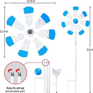 YYWMWM Wind Spinner 31" Large Vertical Windmill Metal Sculpture Garden Decoration Lawn Ornaments Yard Art Decor Outdoor Pinwheel for Patio (Blue)