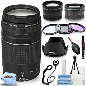 ultimaxx bundle with canon ef 75-300mm f/4-5.6 iii lens, filter kit, telephoto and wide angle lens, tulip hood lens + much more (black) [international version]