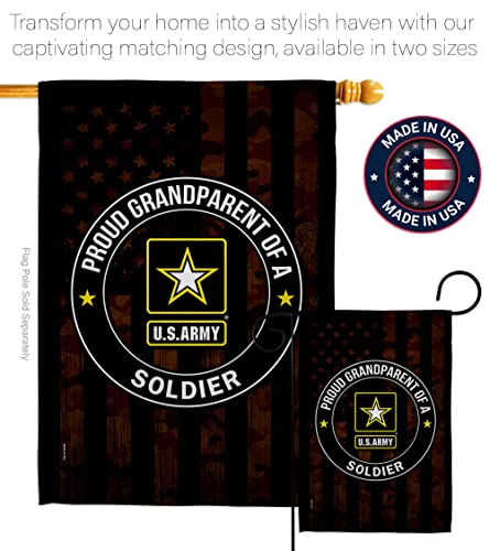 US MILITARY Army Proud Grandparent Soldier Armed Forces Double-Sided Lawn Decoration Gift House Garden Yard Banner United State American Military Veteran, 12" x 18.5 Made in USA