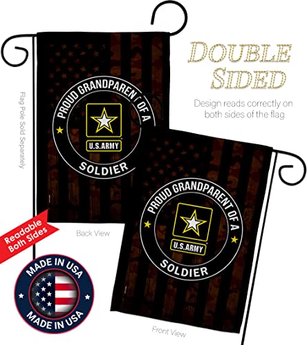 US MILITARY Army Proud Grandparent Soldier Armed Forces Double-Sided Lawn Decoration Gift House Garden Yard Banner United State American Military Veteran, 12" x 18.5 Made in USA