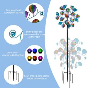 VEWOSTAR Garden Solar Wind Spinner - Outdoor Metal Large Wind Sculpture Yard Art Multi-Color LED Lighting Wind Spinner for Garden Patio Lawn