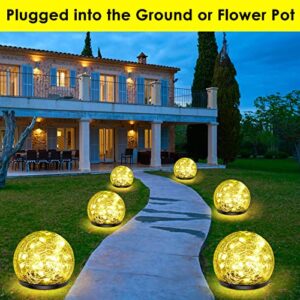 Keevvon Solar Garden Lights - 2 Pack of Solar Starburst Swaying Light and 4 Pack of Cracked Glass Solar Globe Lights, Solar Outdoor Lights Decorative Yard Patio Pathway Decoration, Warm White, Multico