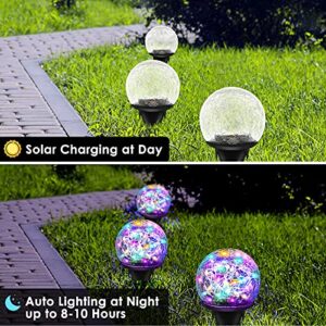 Keevvon Solar Garden Lights - 2 Pack of Solar Starburst Swaying Light and 4 Pack of Cracked Glass Solar Globe Lights, Solar Outdoor Lights Decorative Yard Patio Pathway Decoration, Warm White, Multico