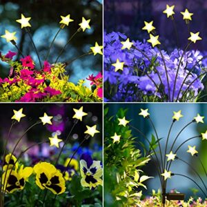 Keevvon Solar Garden Lights - 2 Pack of Solar Starburst Swaying Light and 4 Pack of Cracked Glass Solar Globe Lights, Solar Outdoor Lights Decorative Yard Patio Pathway Decoration, Warm White, Multico