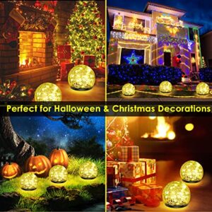 Keevvon Solar Garden Lights - 2 Pack of Solar Starburst Swaying Light and 4 Pack of Cracked Glass Solar Globe Lights, Solar Outdoor Lights Decorative Yard Patio Pathway Decoration, Warm White, Multico