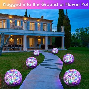 Keevvon Solar Garden Lights - 2 Pack of Solar Starburst Swaying Light and 4 Pack of Cracked Glass Solar Globe Lights, Solar Outdoor Lights Decorative Yard Patio Pathway Decoration, Warm White, Multico