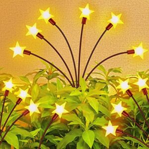 Keevvon Solar Garden Lights - 2 Pack of Solar Starburst Swaying Light and 4 Pack of Cracked Glass Solar Globe Lights, Solar Outdoor Lights Decorative Yard Patio Pathway Decoration, Warm White, Multico