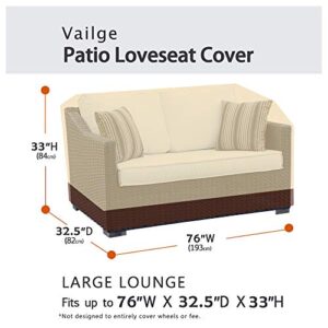 Vailge 2-Seater Heavy Duty Patio Bench Loveseat Cover,100% Waterproof Outdoor Sofa Cover, Lawn Patio Furniture Covers with Air Vent, Medium(Standard), Beige & Brown