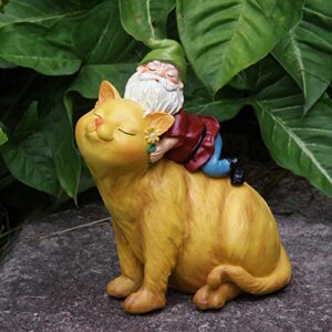 CCOQUS Garden Gnome Cat Statue - Garden Decor Outdoor Patio Lawn Yard Christmas Decoration