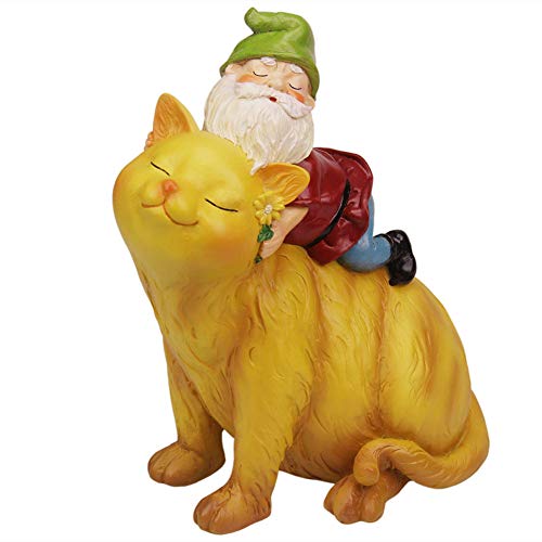 CCOQUS Garden Gnome Cat Statue - Garden Decor Outdoor Patio Lawn Yard Christmas Decoration