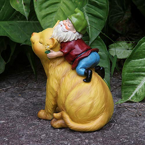 CCOQUS Garden Gnome Cat Statue - Garden Decor Outdoor Patio Lawn Yard Christmas Decoration