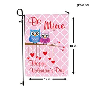 Be Mine Owl Garden Flag - Pink Valentine's Day Yard Decor - Double Sided Valentines Day Flags - Owls Hearts Welcome Sign Decoration by Jolly Jon