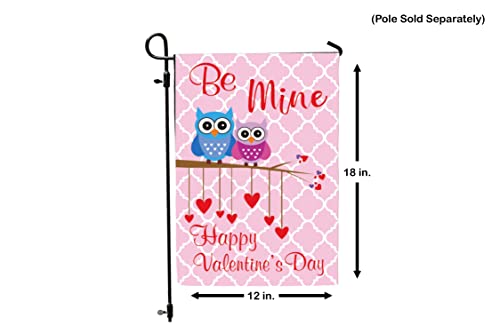 Be Mine Owl Garden Flag - Pink Valentine's Day Yard Decor - Double Sided Valentines Day Flags - Owls Hearts Welcome Sign Decoration by Jolly Jon