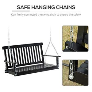 Outsunny 2-Seater Hanging Porch Swing Patio Swing Outdoor Swing Bench with Chains for Garden, Yard, Deck & Balcony, 440lbs Weight Capacity, Black