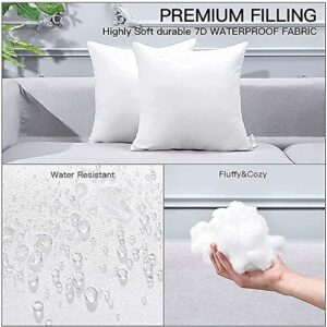 OTOSTAR Premium Outdoor Pillow Inserts 20x20 Inch Set of 4 Waterproof Throw Pillow Inserts Square Garden Patio Pillow Stuffer Form Decorative Outdoor Pillows for Couch Bed Sham Cushion Stuffer (White)