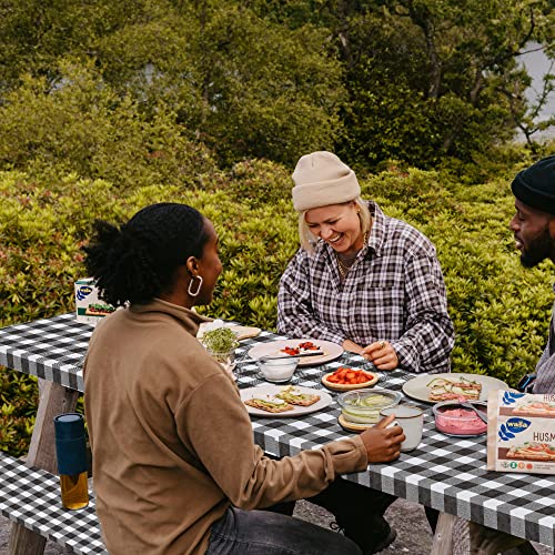 Outdoor Picnic Table Covers with Bench Covers Set - Waterproof/Elastic/Easy to Fitted for Camping/Tablecloth/Patio/Garden- (Black and White 3pcs )