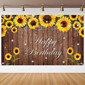 sunflower birthday party decorations sunflower birthday party backdrop rustic wood sunflower floor cake table banner background for indoor outdoor birthday party baby shower decorations supplies