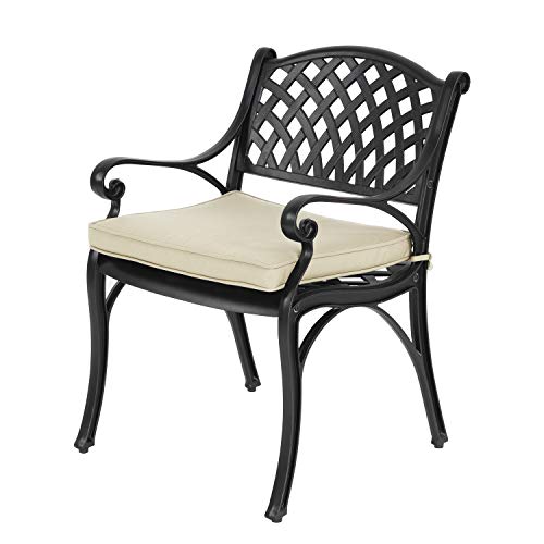 Nuu Garden 3 Pieces Outdoor Patio Dining Sets with Cushions, Cast Aluminum Patio Table and Chairs All-Weather Outdoor Furniture for Yard, Balcony, Black with Antique Bronze at The Edge and Biege