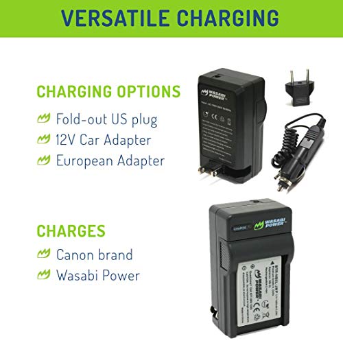 Wasabi Power Battery (2-Pack) and Charger for Canon NB-5L and Canon PowerShot S100, S110, SD700 IS, SD790 IS, SD800 IS, SD850 IS, SD870 IS, SD880 IS, SD890 IS, SD900 IS, SD950 IS, SD970 IS, SD990 IS, SX200 IS, SX210 IS, SX220 IS, SX230 HS