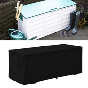 Garden Deck Box Cover 210D Oxford Fabric Cover Waterproof UV Proof Storage Box Protective Cover Outdoor Furniture Cover 123x62x55cm( Black)