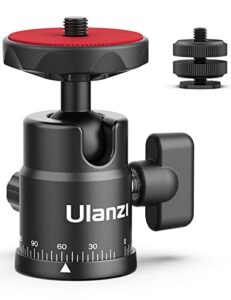 mini ball head, ulanzi h28 panoramic tripod head + dual hot shoe mount dslr camera mount adapter photograph attachment accessories for gopro cam camcorder smartphone light microphone loading 5.5lb