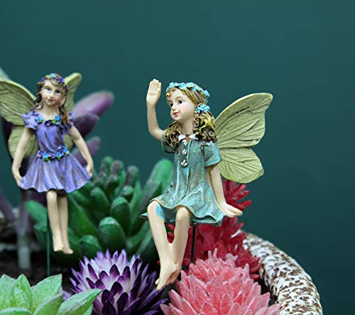 Dorlotou Fairy Garden Figurines 6pcs Miniature Fairies for Outdoor Garden Décor