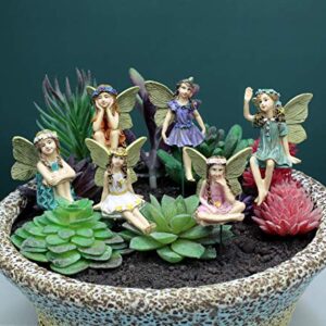 Dorlotou Fairy Garden Figurines 6pcs Miniature Fairies for Outdoor Garden Décor