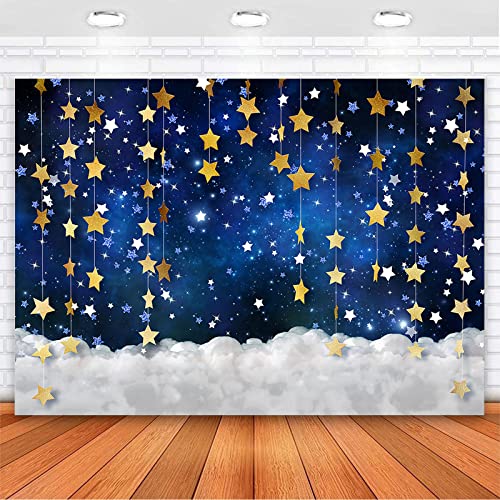 Mocsicka Twinkle Twinkle Little Star Backdrop Navy Blue Galaxy Starry Sky Gold Glitter Little Star Baby Shower Decorations 7x5ft Newborn Baby Children Portrait Photography Background