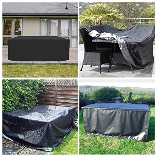 Patio Furniture Covers 124x 63x 29in, Larger Outdoor Table Covers, Rectangular Furniture Set Covers, 600D Oxford Fabric Heavy Duty Waterproof Cover, Windproof Waterproof Rain-Snow Proof Anti-UV