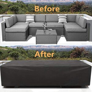 Patio Furniture Covers 124x 63x 29in, Larger Outdoor Table Covers, Rectangular Furniture Set Covers, 600D Oxford Fabric Heavy Duty Waterproof Cover, Windproof Waterproof Rain-Snow Proof Anti-UV