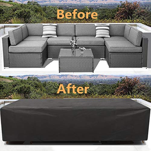 Patio Furniture Covers 124x 63x 29in, Larger Outdoor Table Covers, Rectangular Furniture Set Covers, 600D Oxford Fabric Heavy Duty Waterproof Cover, Windproof Waterproof Rain-Snow Proof Anti-UV