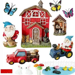 bangbangda miniature fairy garden accessories – garden gnome figurines house set of 22pcs – outdoor resin mini gnomes statue for plant pots decor, women gardening lover birthday gift