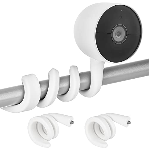 2 Pack Flexible Twist Mount for Google Nest Cam (Battery), Adjustable Gooseneck Mounting Bracket to Attach Your Nest Camera Wherever with No Tools - White