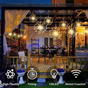 Happy Spark Firework Lights 2 Pack String Lights 8 Modes Waterproof Battery Operated Chandelier Outdoor Fairy Lights with Remote, Fireworks Lights Indoor Decorative Hanging Decorations Lights