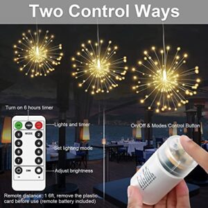 Happy Spark Firework Lights 2 Pack String Lights 8 Modes Waterproof Battery Operated Chandelier Outdoor Fairy Lights with Remote, Fireworks Lights Indoor Decorative Hanging Decorations Lights