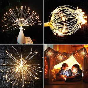 Happy Spark Firework Lights 2 Pack String Lights 8 Modes Waterproof Battery Operated Chandelier Outdoor Fairy Lights with Remote, Fireworks Lights Indoor Decorative Hanging Decorations Lights