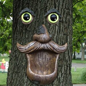 ALLADINBOX Tree Face Birdfeeder - Old Man with Glowing Eyes in Dark Outdoor Tree Hugger Sculpture - Whimsical Garden Decoration and Wild Birdfeeder Yard Art