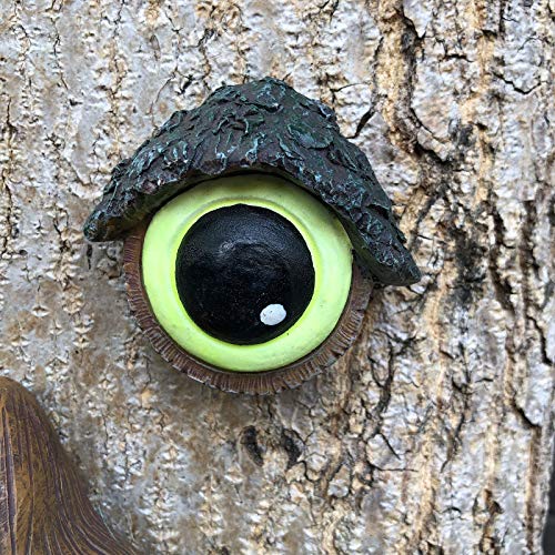 ALLADINBOX Tree Face Birdfeeder - Old Man with Glowing Eyes in Dark Outdoor Tree Hugger Sculpture - Whimsical Garden Decoration and Wild Birdfeeder Yard Art