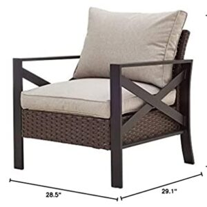 LOKATSE HOME Outdoor Patio Furniture Modern Wicker Sofa Chair Rattan Conversation Single Armchair with Cushion, Brown